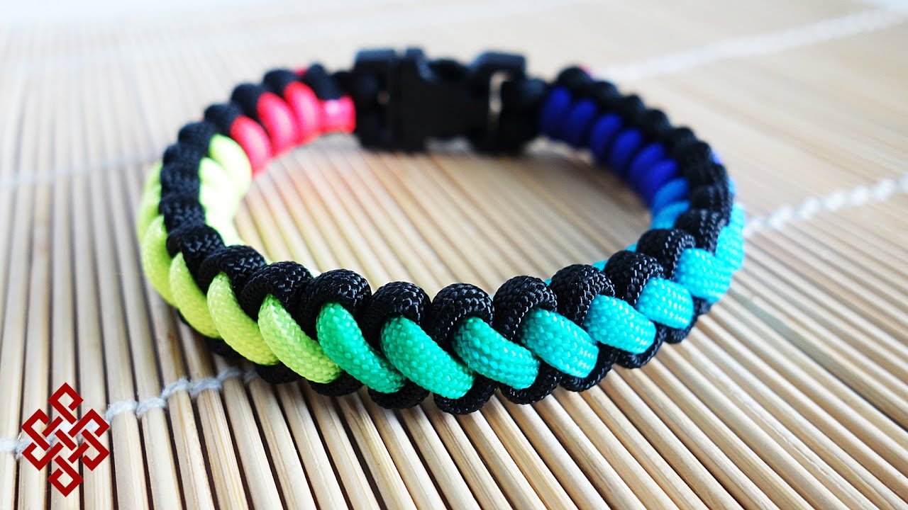 Rainbow curling millipede bracelet – colorful paracord tutorial