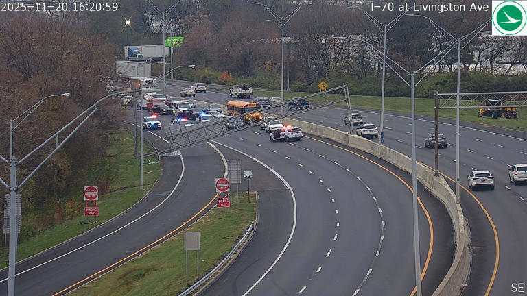 Interstate 70 westbound reopens hours after dump truck strikes signs