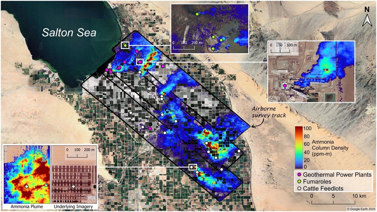 Airborne sensors map ammonia plumes in California's Imperial Valley