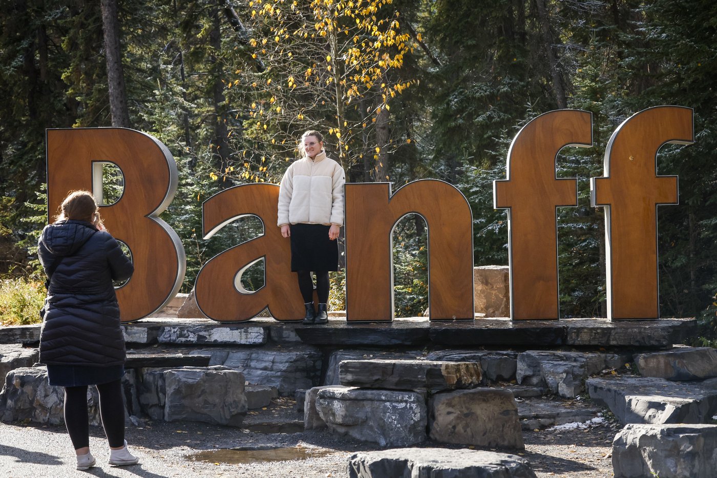 Banff sign, a selfie favourite for tourists, moved to safer location