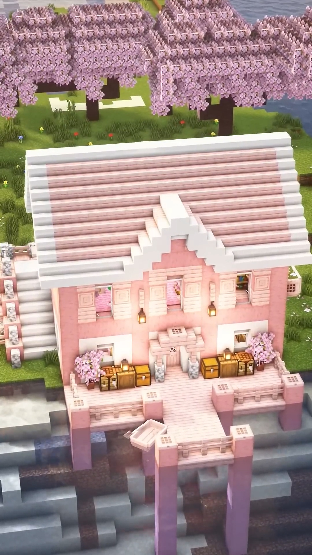 Cozy Pink House in the Cherry Grove Biome
