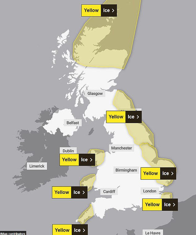Britain hit with bone-chilling -11C temperatures as multiple Met Office ...