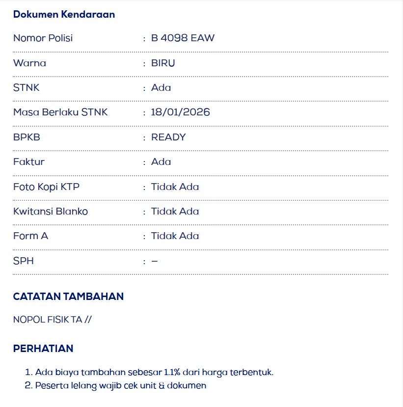 STNK dan BPKB Lengkap, Honda BeAT Tahun 2024 Dilelang Murah Siap Pakai