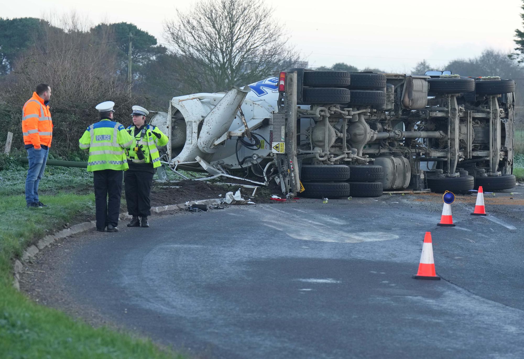 'Rolled over' - Cement mixer involved in incident on A259 in West Sussex