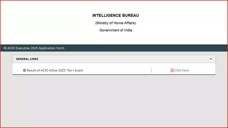 IB ACIO result 2025 out at mha.gov.in: download tier-I merit list ...