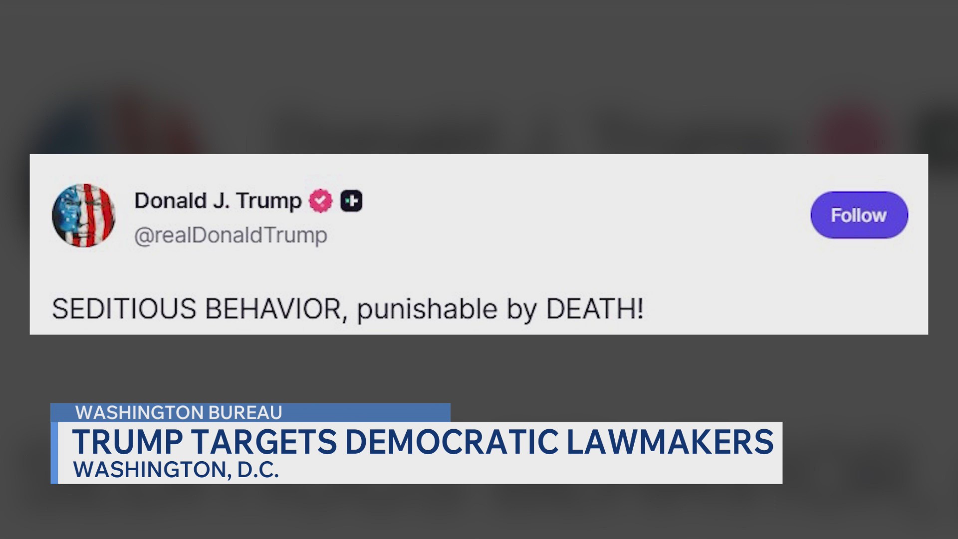 Death threats surge after Trump's post on 'seditious behavior,' senator ...