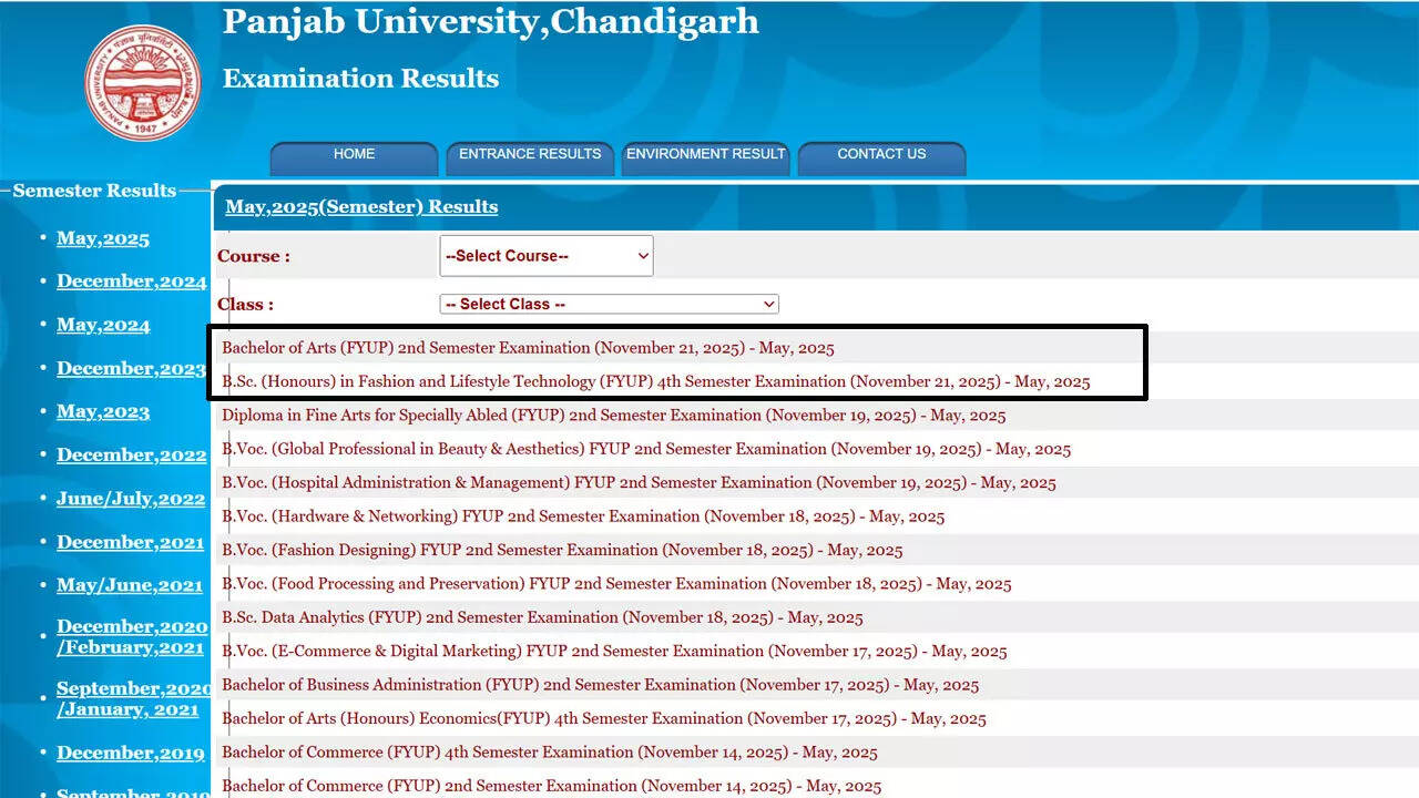PU result 2025: Panjab University BA 2nd semester and B.Sc. Fashion ...