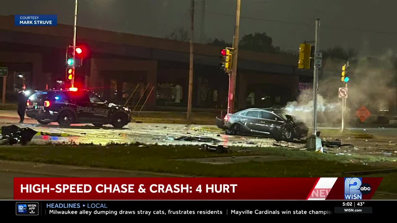 High-Speed Chase & Crash: 4 Hurt