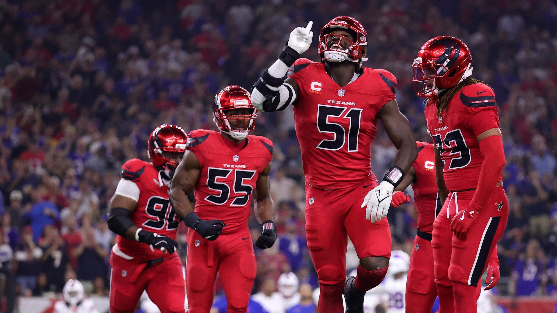 Texans upset Bills, sack Josh Allen eight times in thriller; college ...