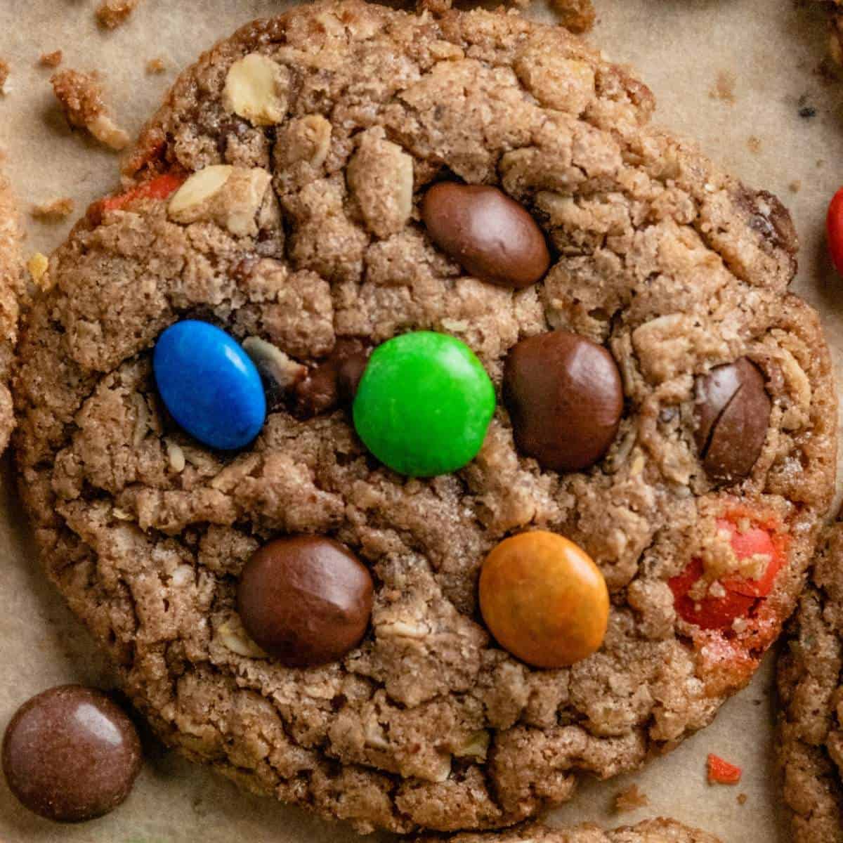 Chewy Oatmeal M&M Cookies