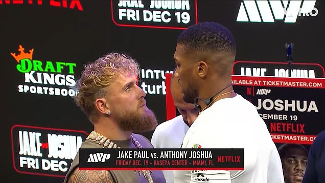 Jake Paul and Anthony Joshua face off ahead of heavyweight bout