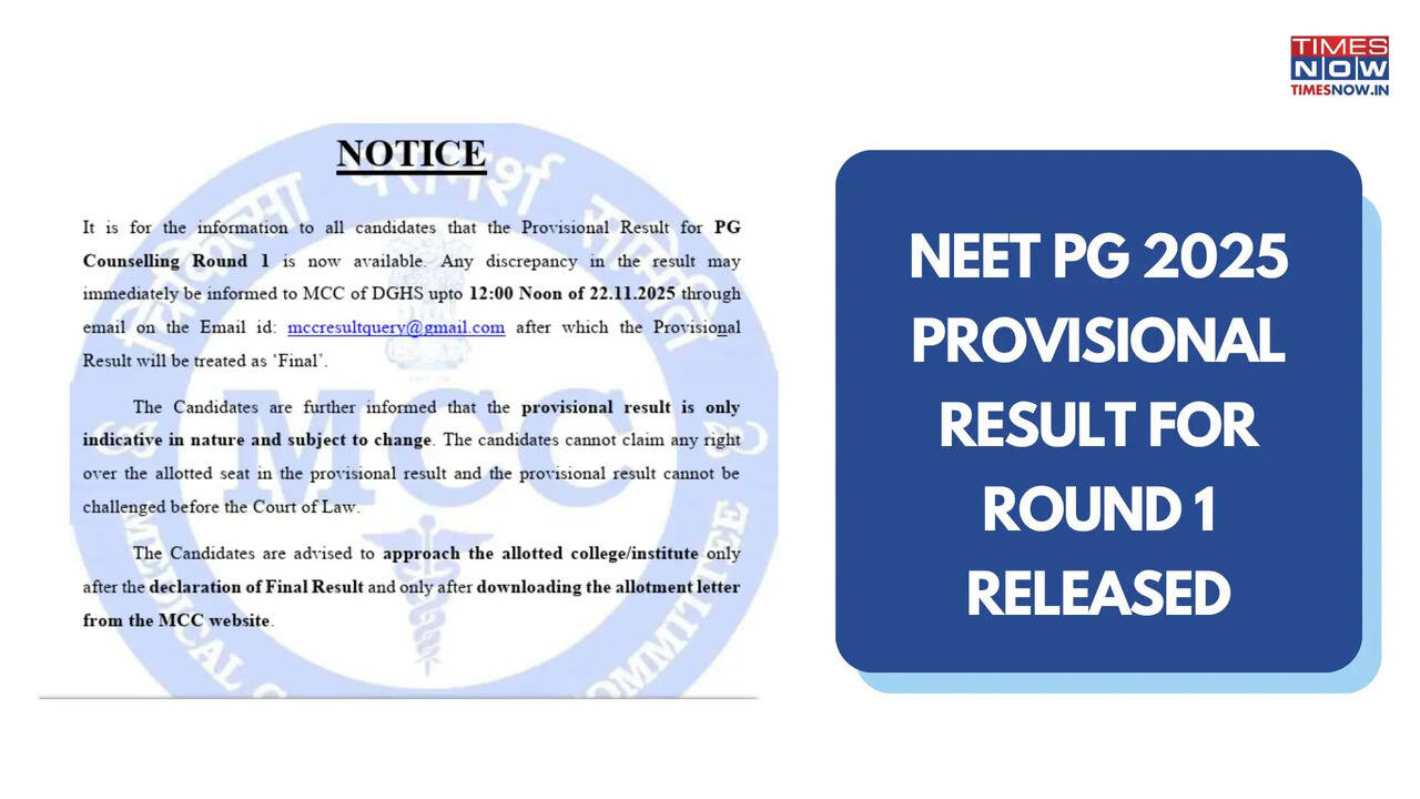 NEET PG Counselling 2025 Round 1 Provisional Result Out on mcc.nic.in