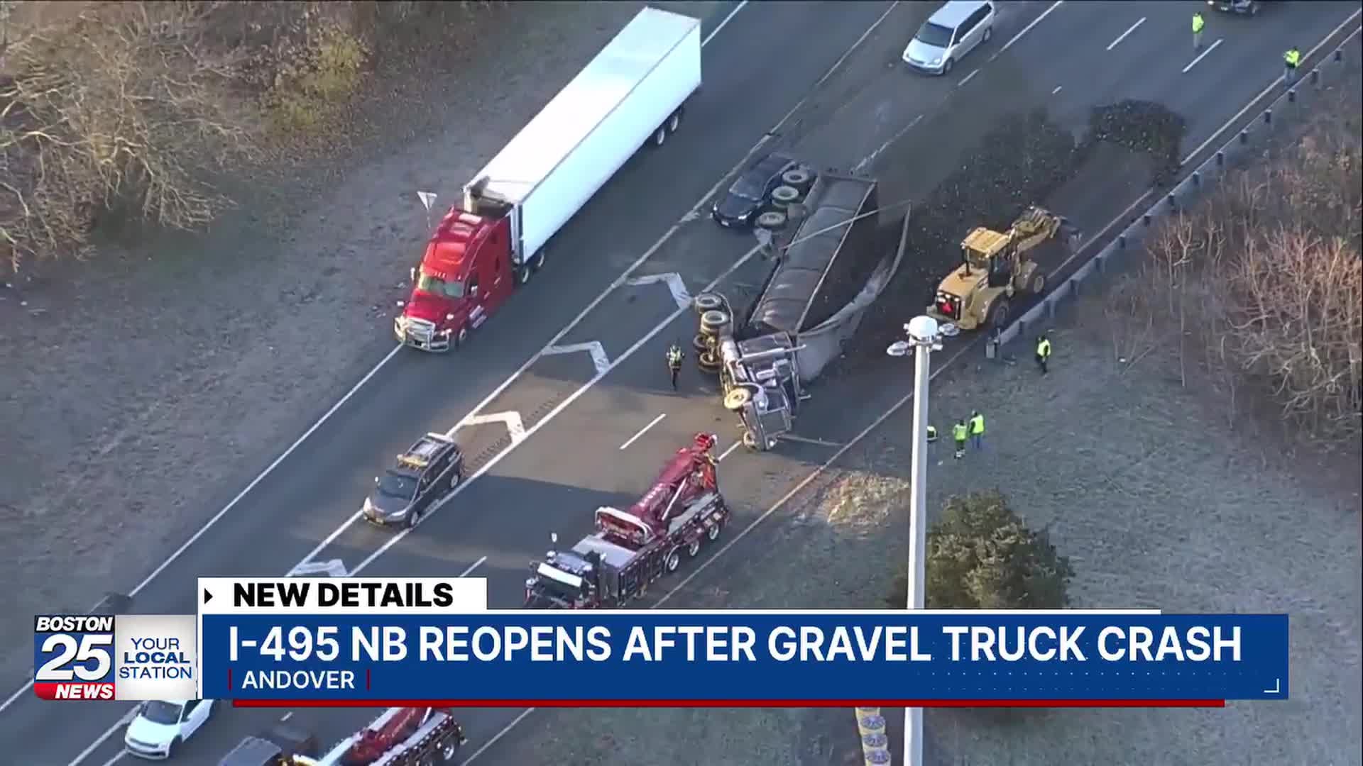 I-495 in Andover reopens after tractor-trailer crash spills gravel all ...
