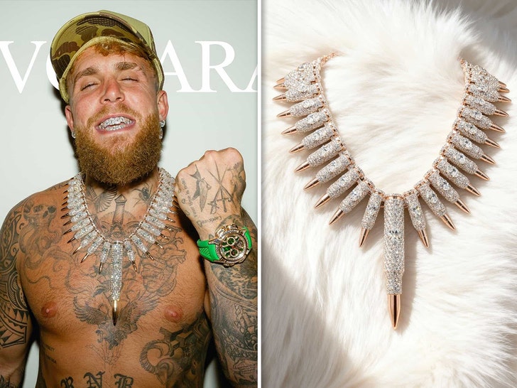 Jake Paul Cops Iced-Out Ammo Chain Ahead Of AJ Fight, 364 Carats of Diamonds!