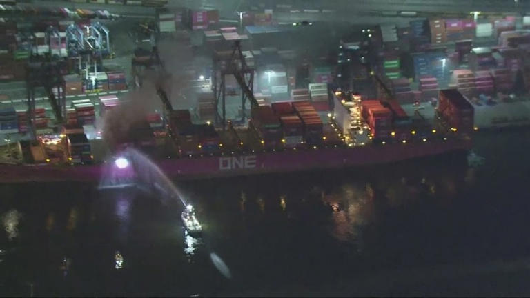 LAFD issues shelter-in-place warning as container ship fire continues ...