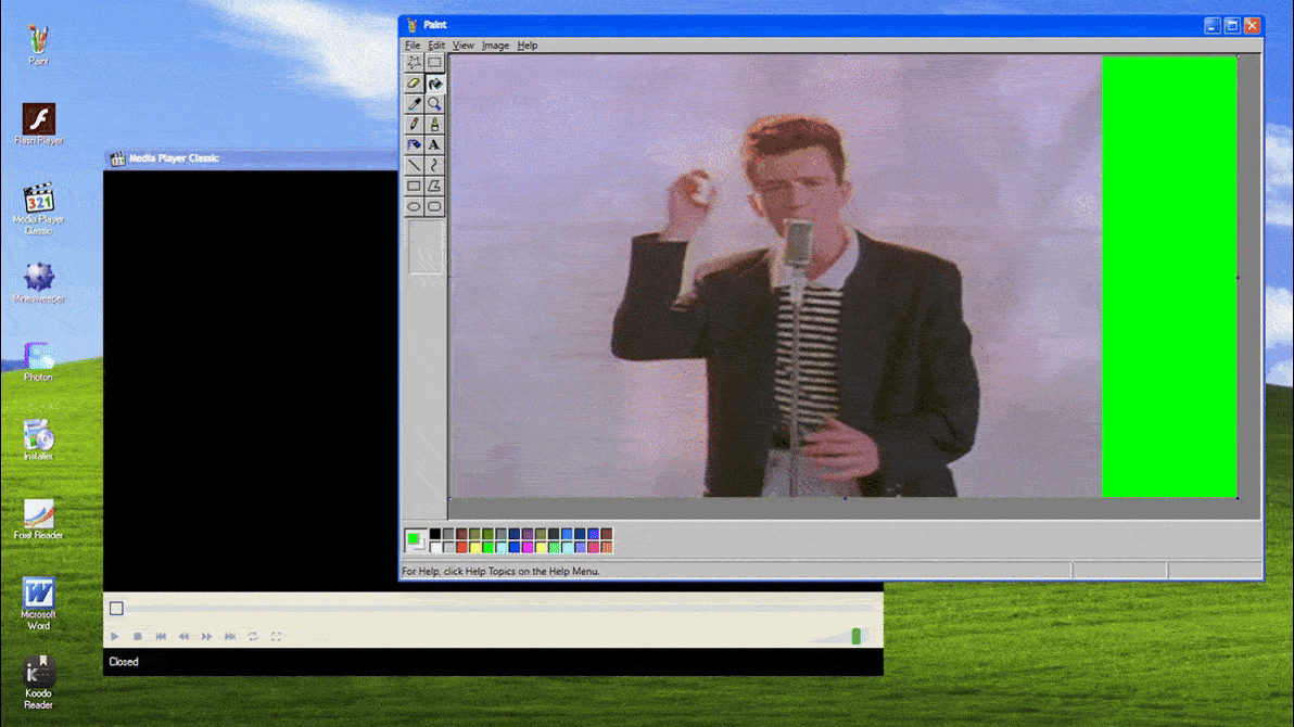 Windows video players used to just be green screens, which is why you ...