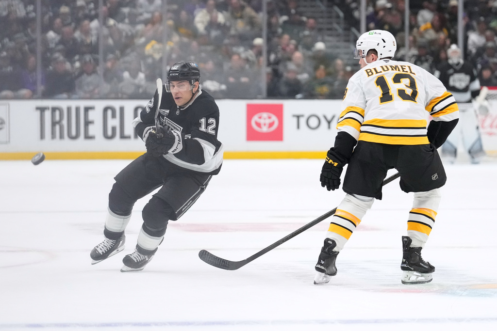 Morgan Geekie scores twice to tie for NHL goals lead, Bruins beat Kings ...