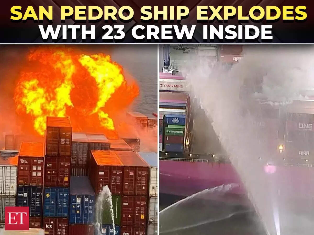 LA port blast video: Massive fire erupts on cargo ship, 23 trapped ...