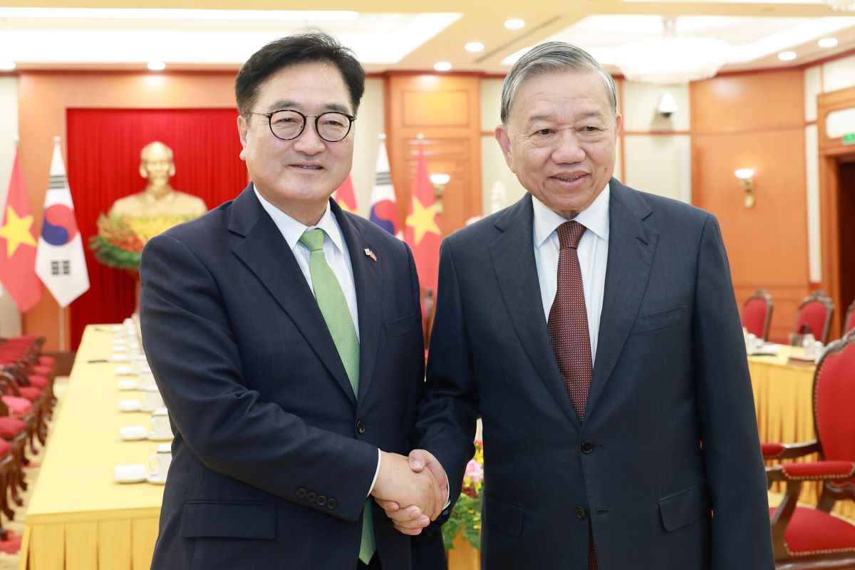 Tổng Bí thư Tô Lâm tiếp Chủ tịch Quốc hội Hàn Quốc Woo Won Shik