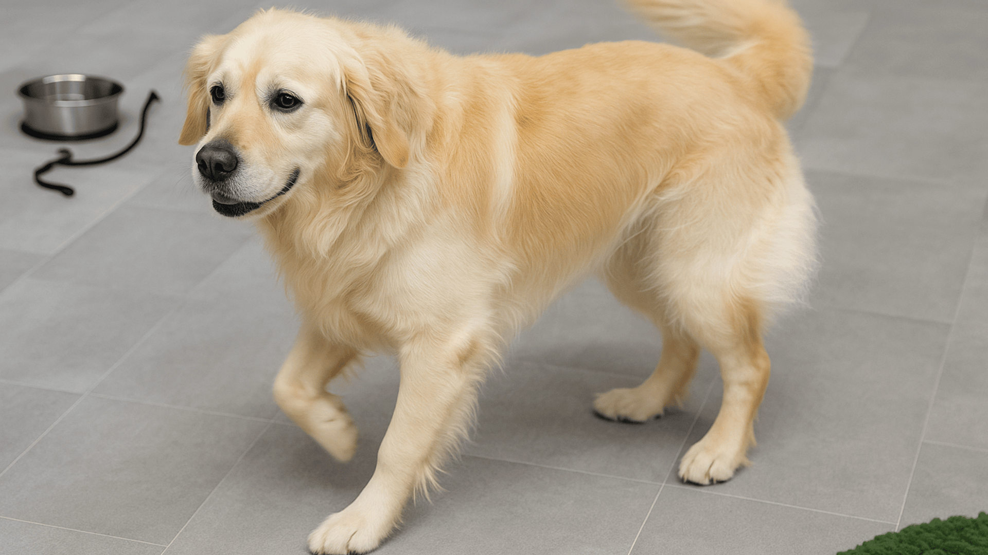 A Happy Strut, Golden Retriever on the Move