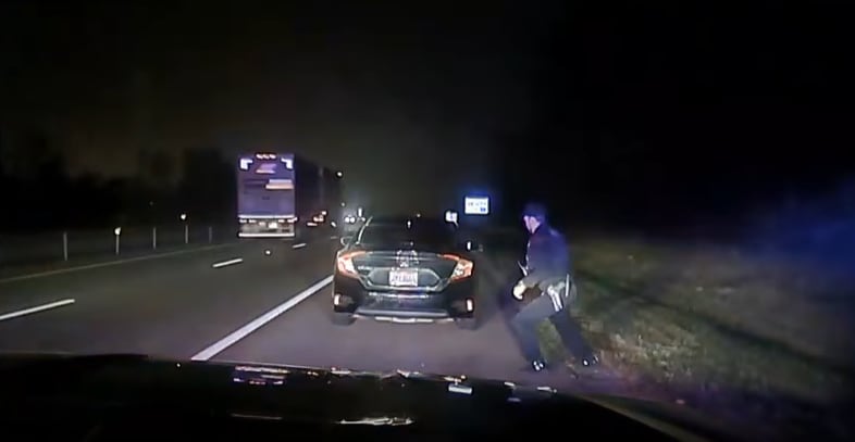 Man arrested after officer uses tire-deflation device to prevent chase