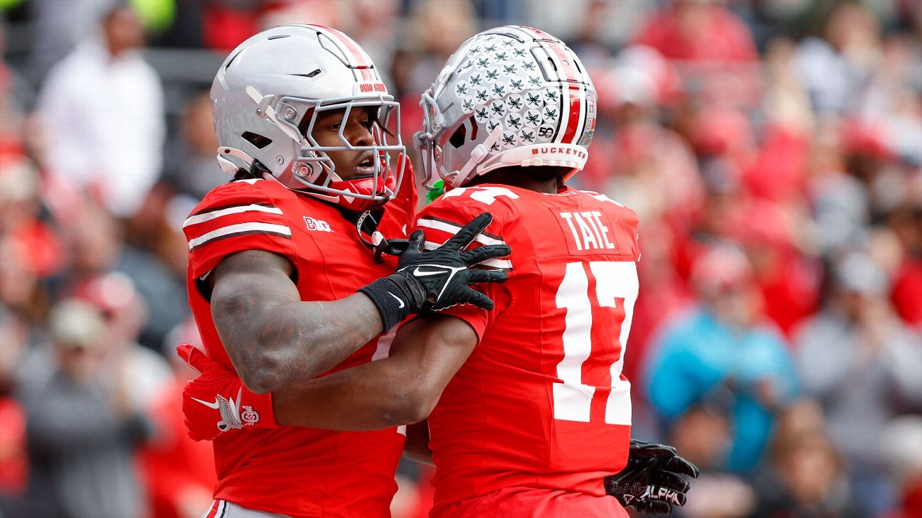 Ohio State WRs Carnell Tate, Jeremiah Smith out vs. Rutgers