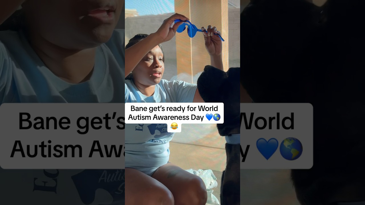 Our dog rocks blue for Autism Awareness Day