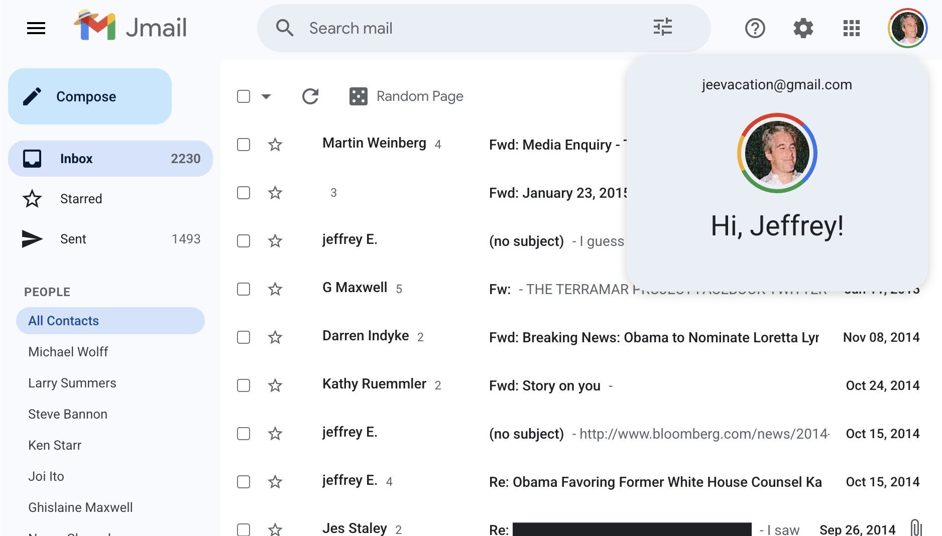 Read Epstein's emails as if you hacked into his Gmail account