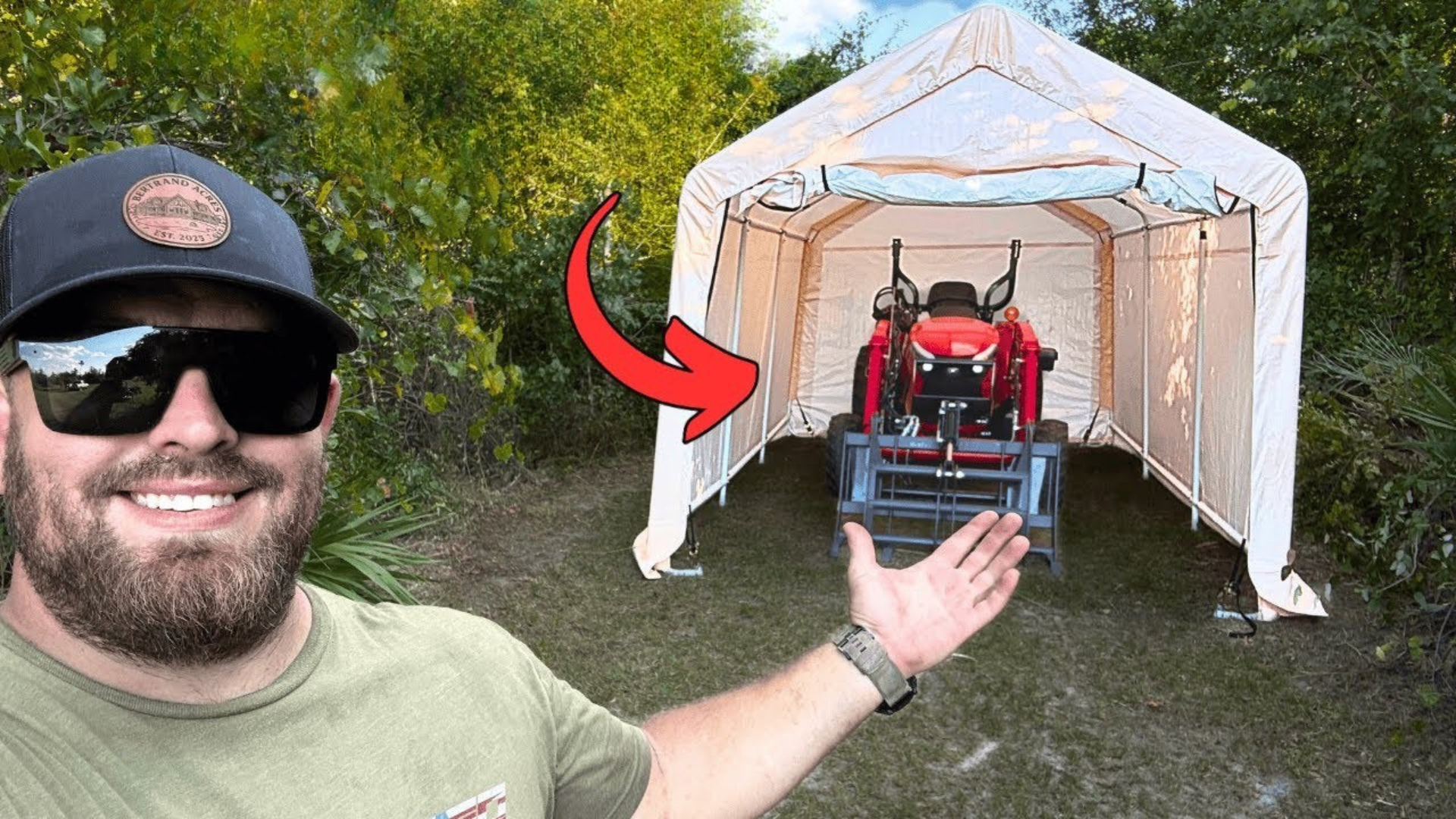 Setting Up a Canopy to Protect the Tractor