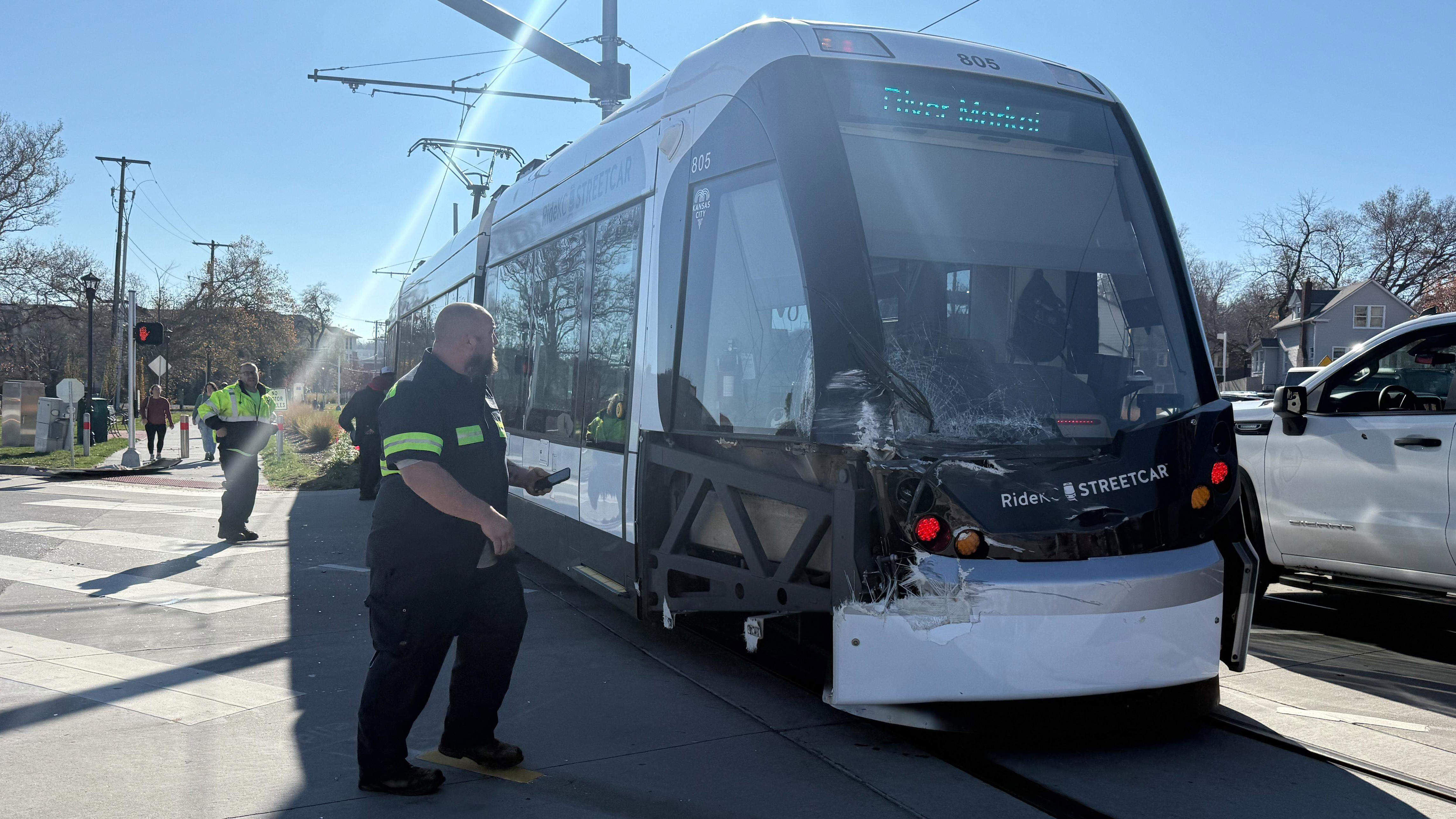 KC Streetcar damaged after crash with box truck near UMKC campus