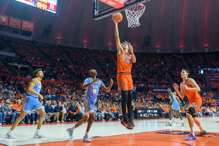 Stojakovic scores 20 points as No. 8 Illinois routs Long Island 98-58