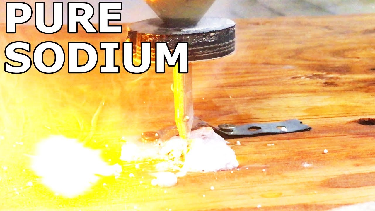 Pure sodium metal cut in half w/ a 60,000 PSI waterjet