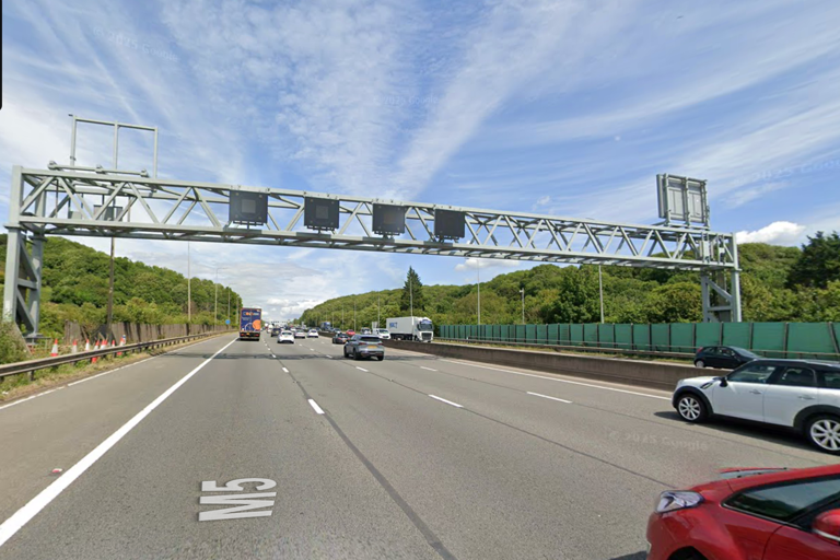 M5 motorway closed northbound after car crash as vehicle leaves road