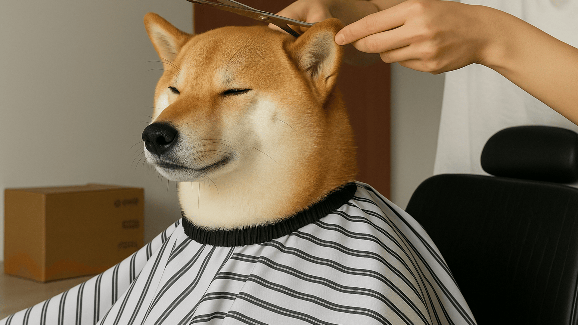 Hond Geniet van een Ontspannende Grooming