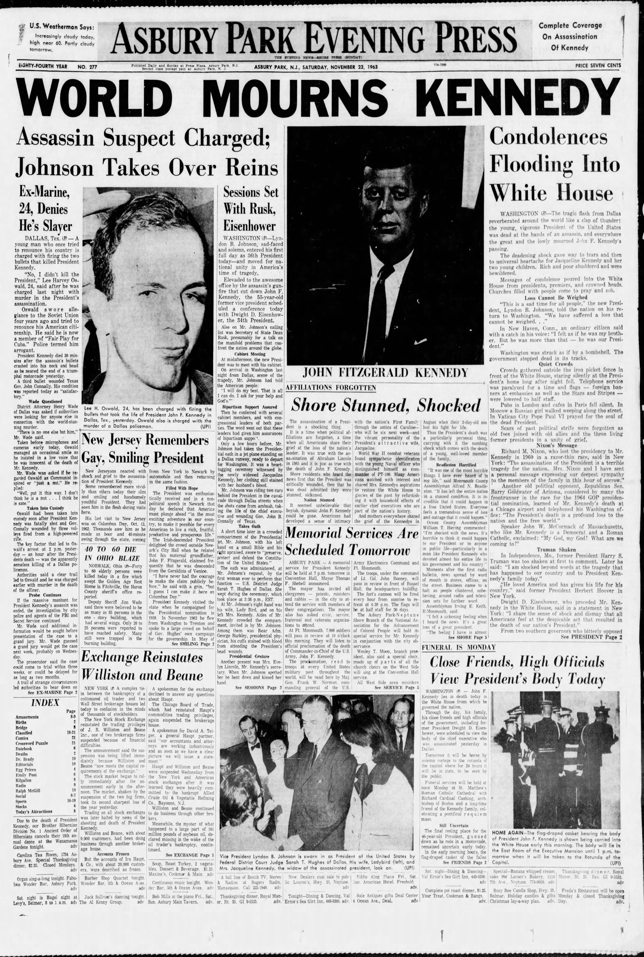 Disbelief, shock and tears over JFK assassination: From the Asbury Park ...