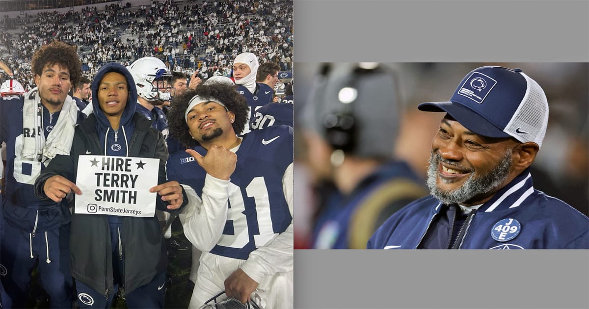Terry Smith on his Joe Paterno pin, Penn State players carrying ‘Hire ...