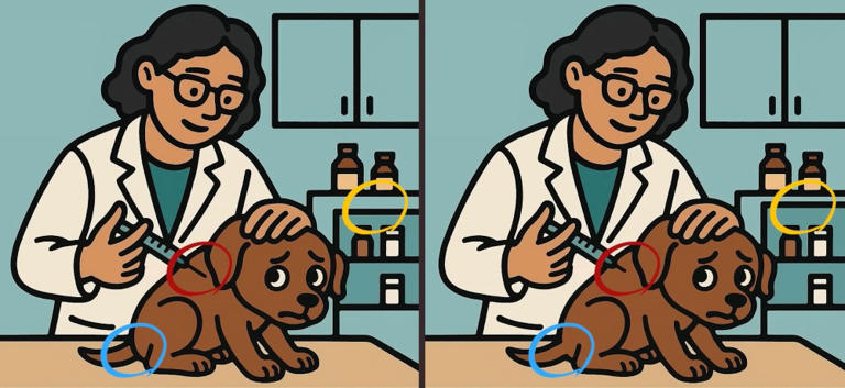 Spot the 3 Differences in Vet Injecting a Dog Beat the 63-Second Challenge!