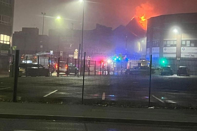 Emergency services swarm town centre as major fire engulfs closed nightclub