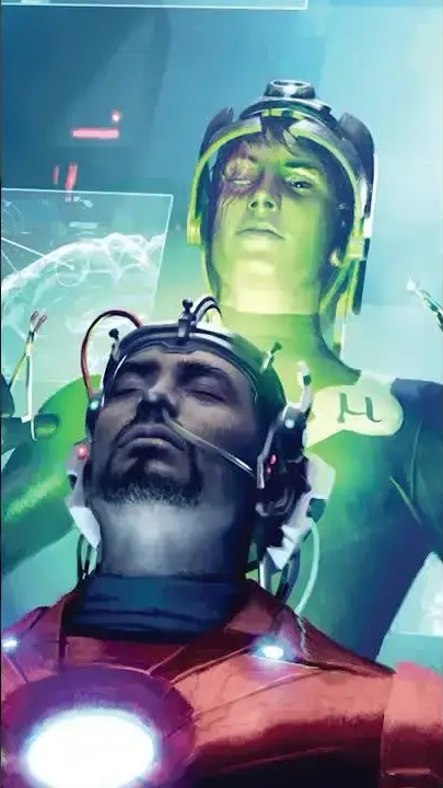 The maker rips an infinity stone out of Iron Man's brain!