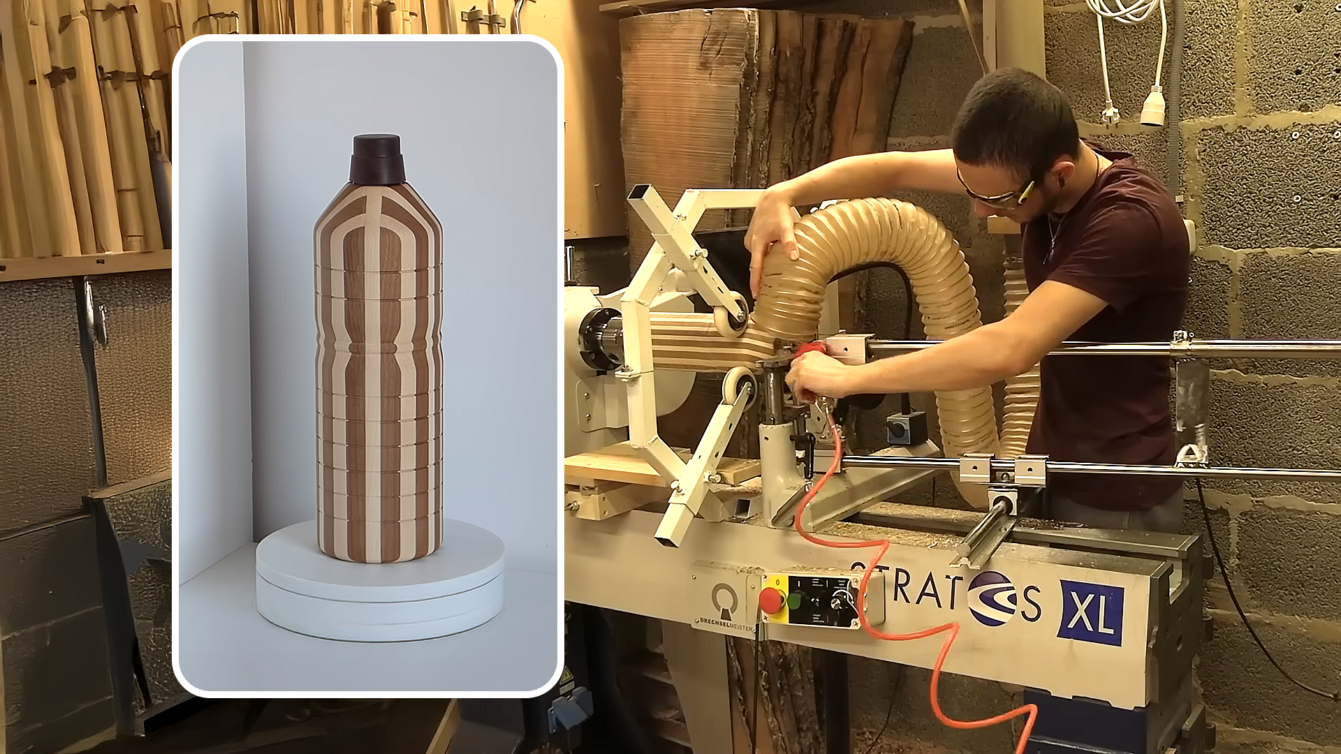 Woodturning magic - reusing a plastic water bottle!