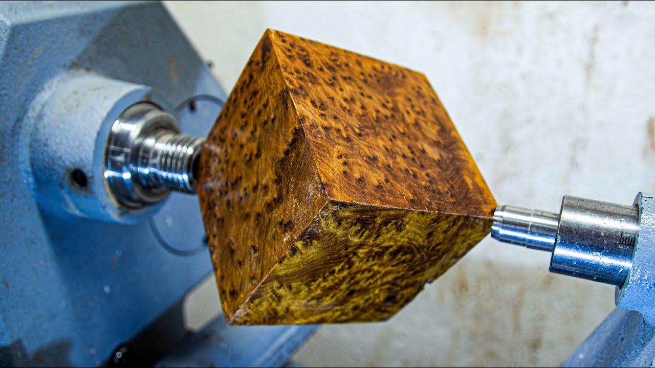 Woodturning Cube Of Burl Transformed Into Hollow Form