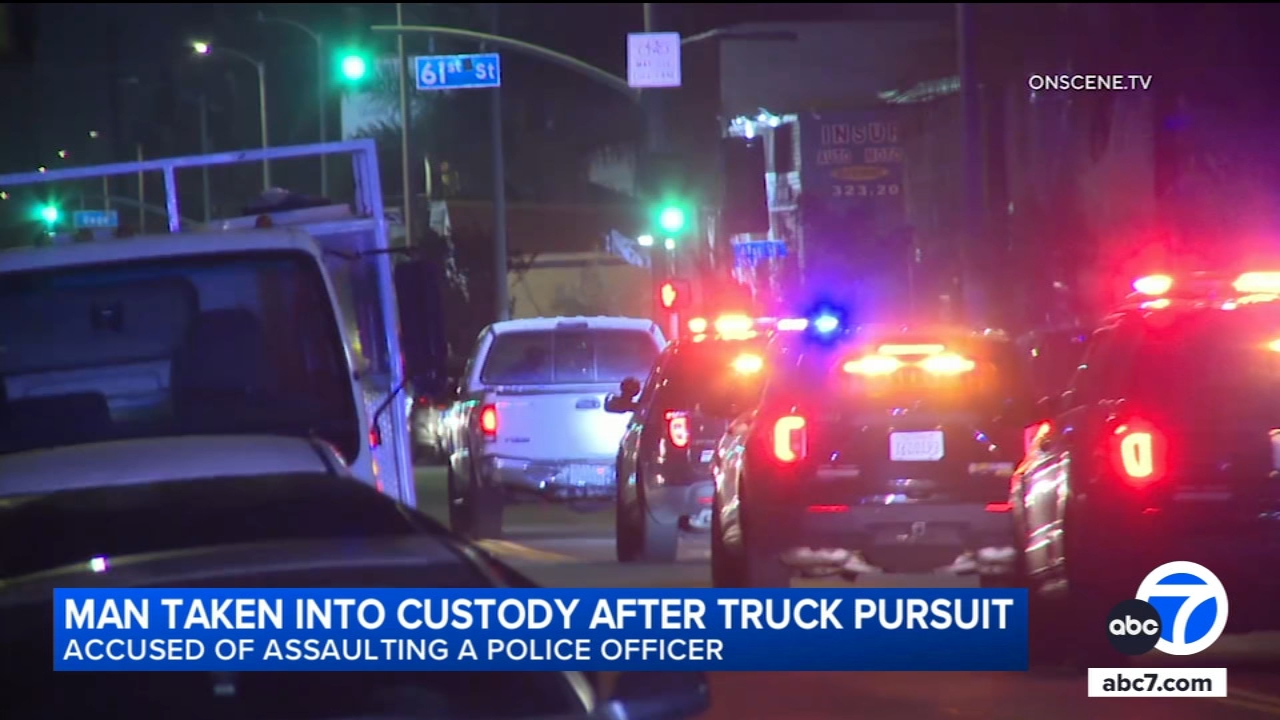 Man accused of assaulting police officer taken into custody after LA chase