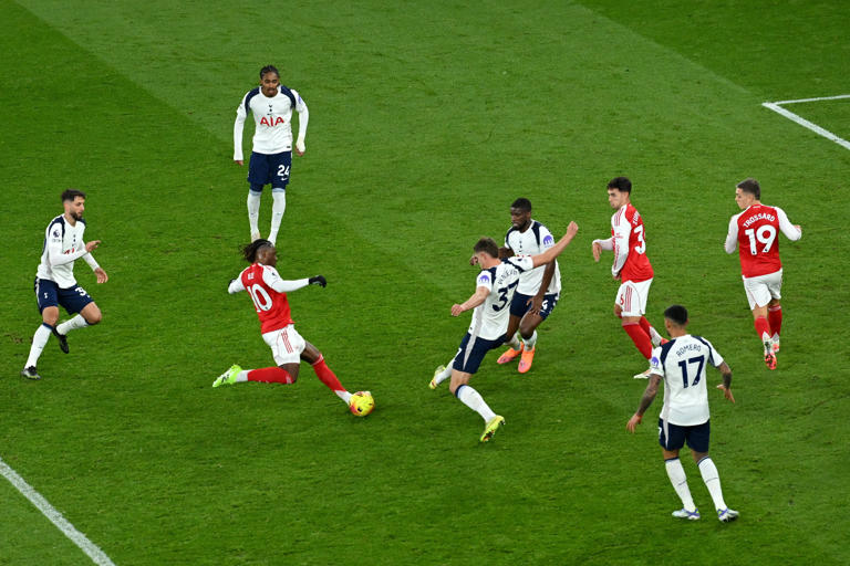 Arsenal’s Eze hits north London derby hat-trick against sorry Spurs