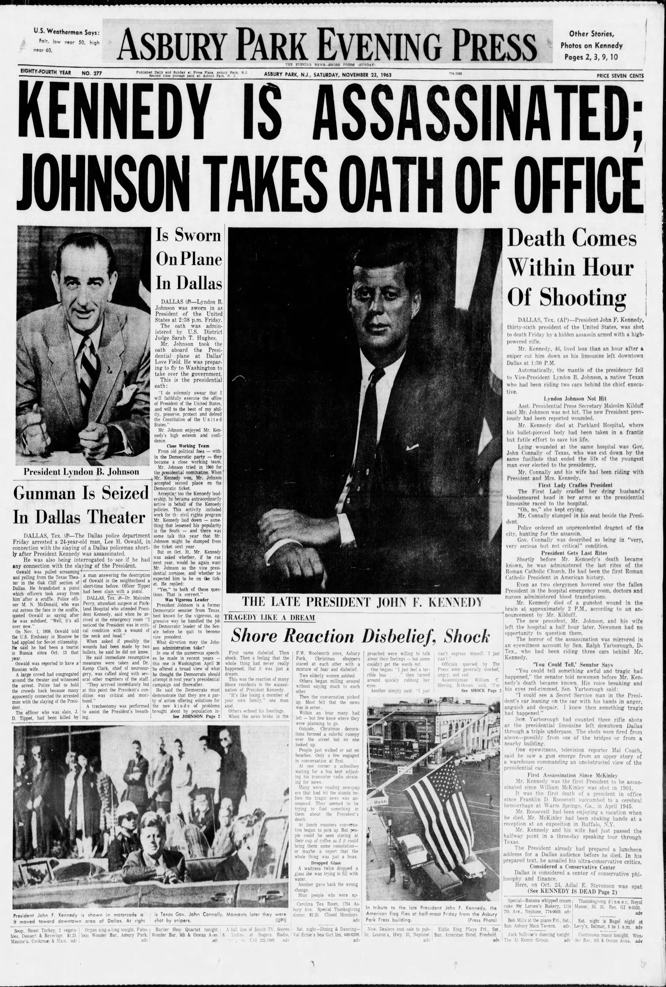 Disbelief, shock and tears over JFK assassination: From the Asbury Park ...