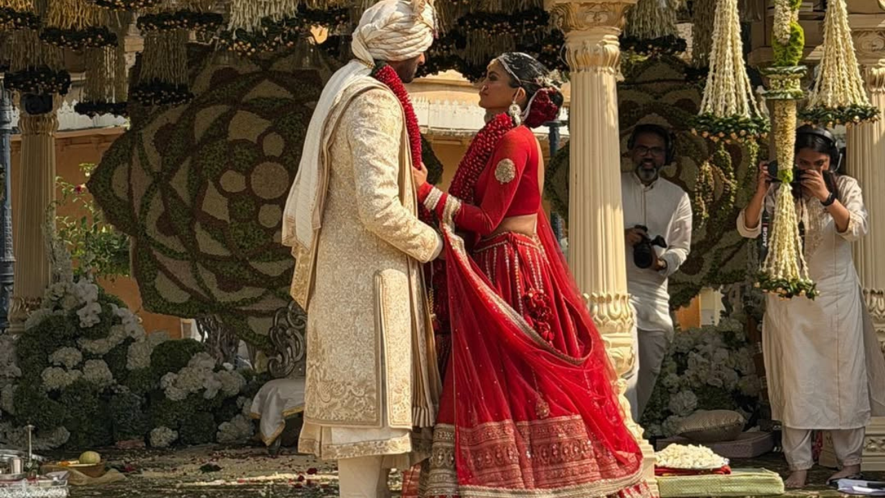 Netra Mantena Stuns In An Ethereal Red Lehenga As She Ties The Knot At ...
