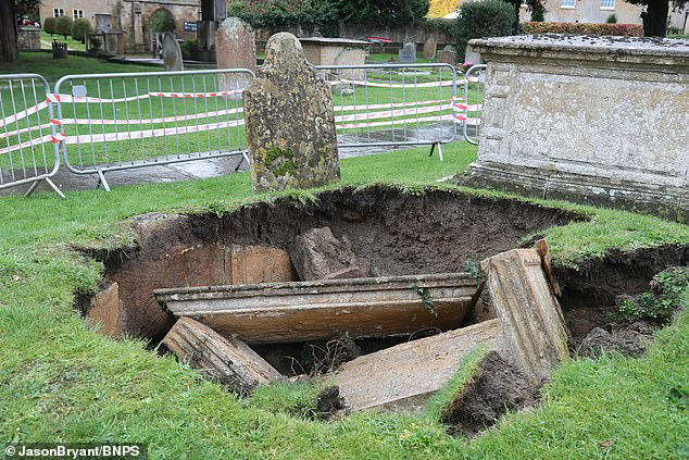 Ancient church tomb collapse exposes 300-year-old underground crypt