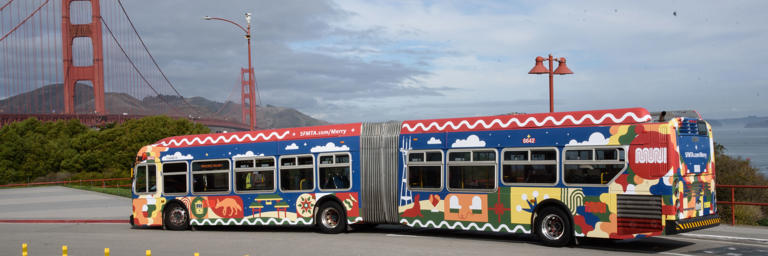 This Muni bus is dressed for the holidays