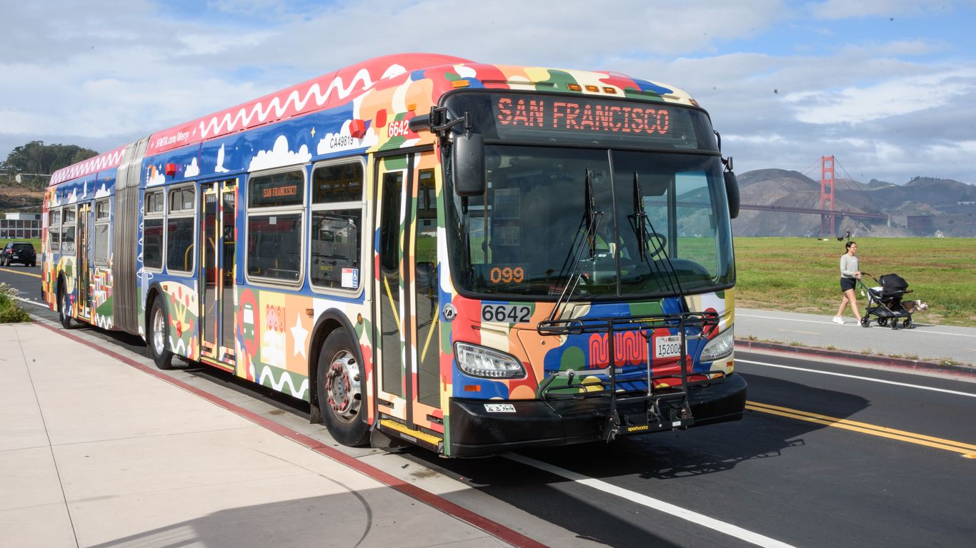 This Muni bus is dressed for the holidays