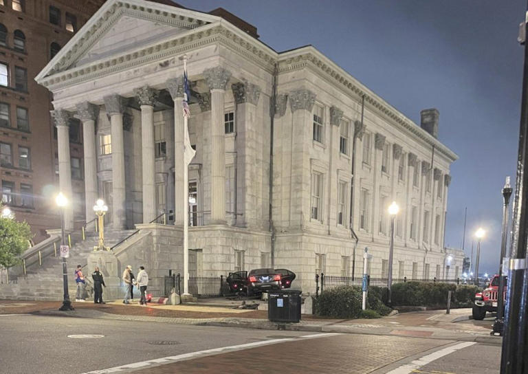 Car crashes at U.S. Customs building in Norfolk, driver cited