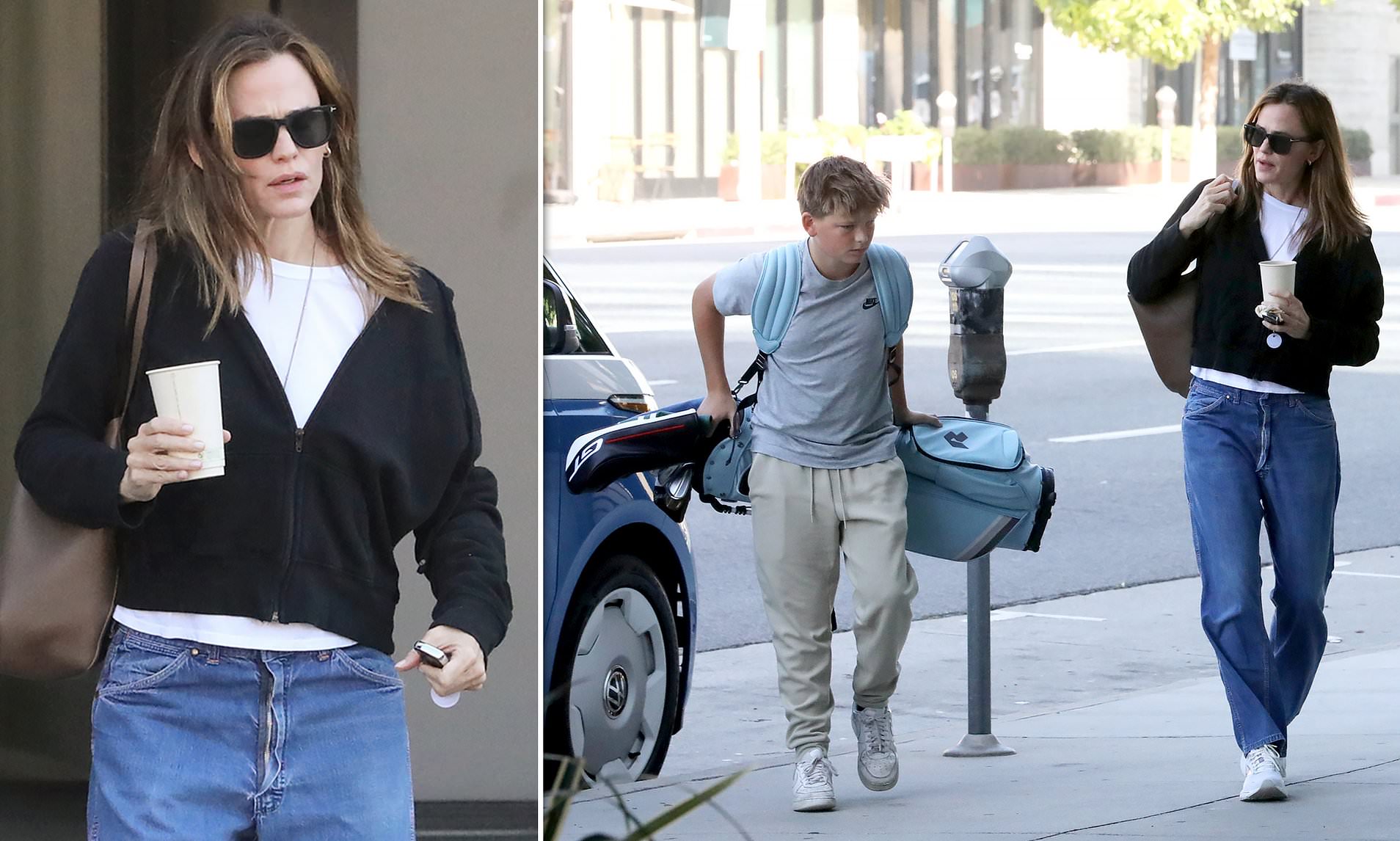 Jennifer Garner is seen taking son Samuel, 13, to a golf lesson